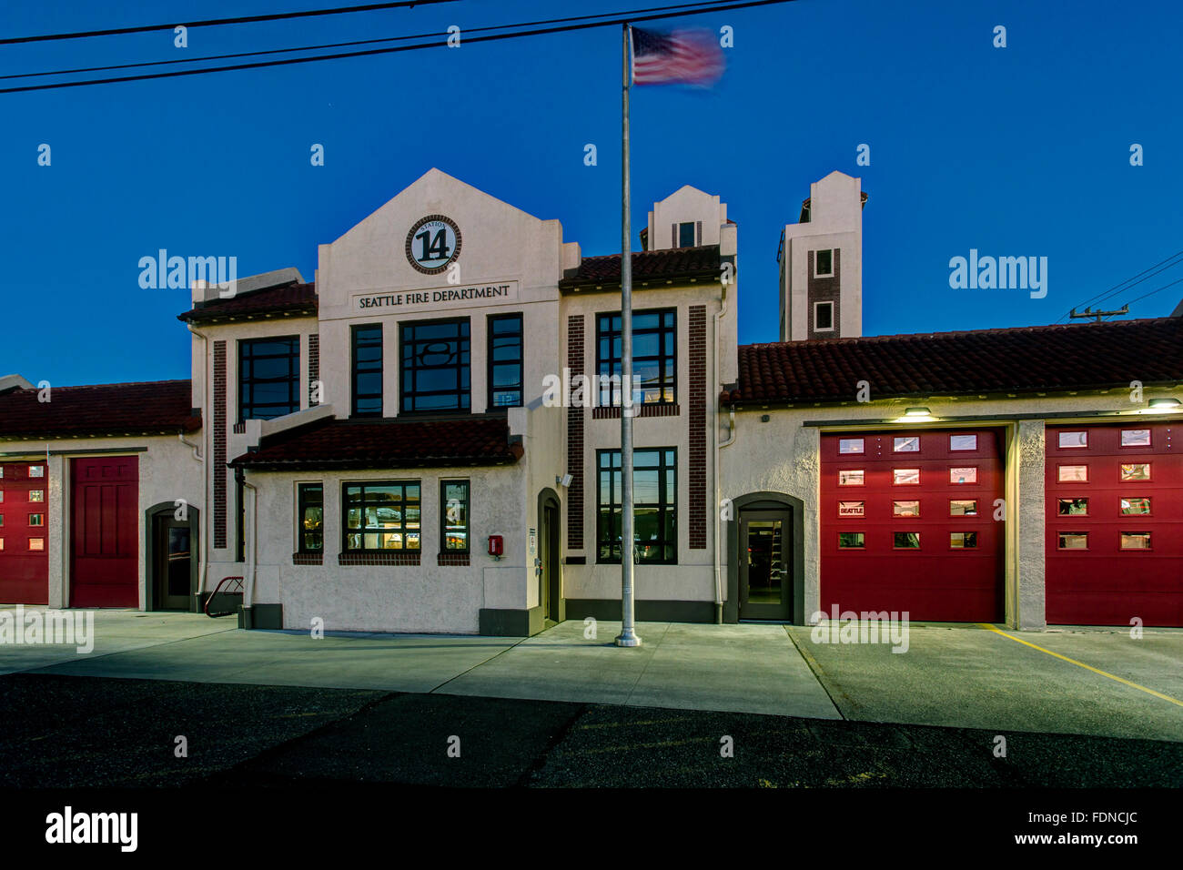 Fire Station in Seattle Washington USA. Photographed at twilight Stock ...