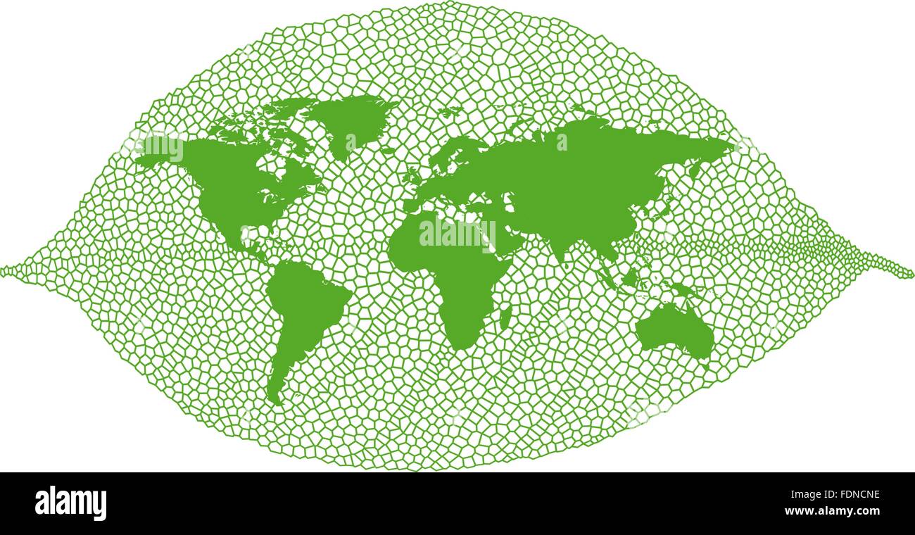 World map on green vein leaf, vector illustration Stock Vector Image ...