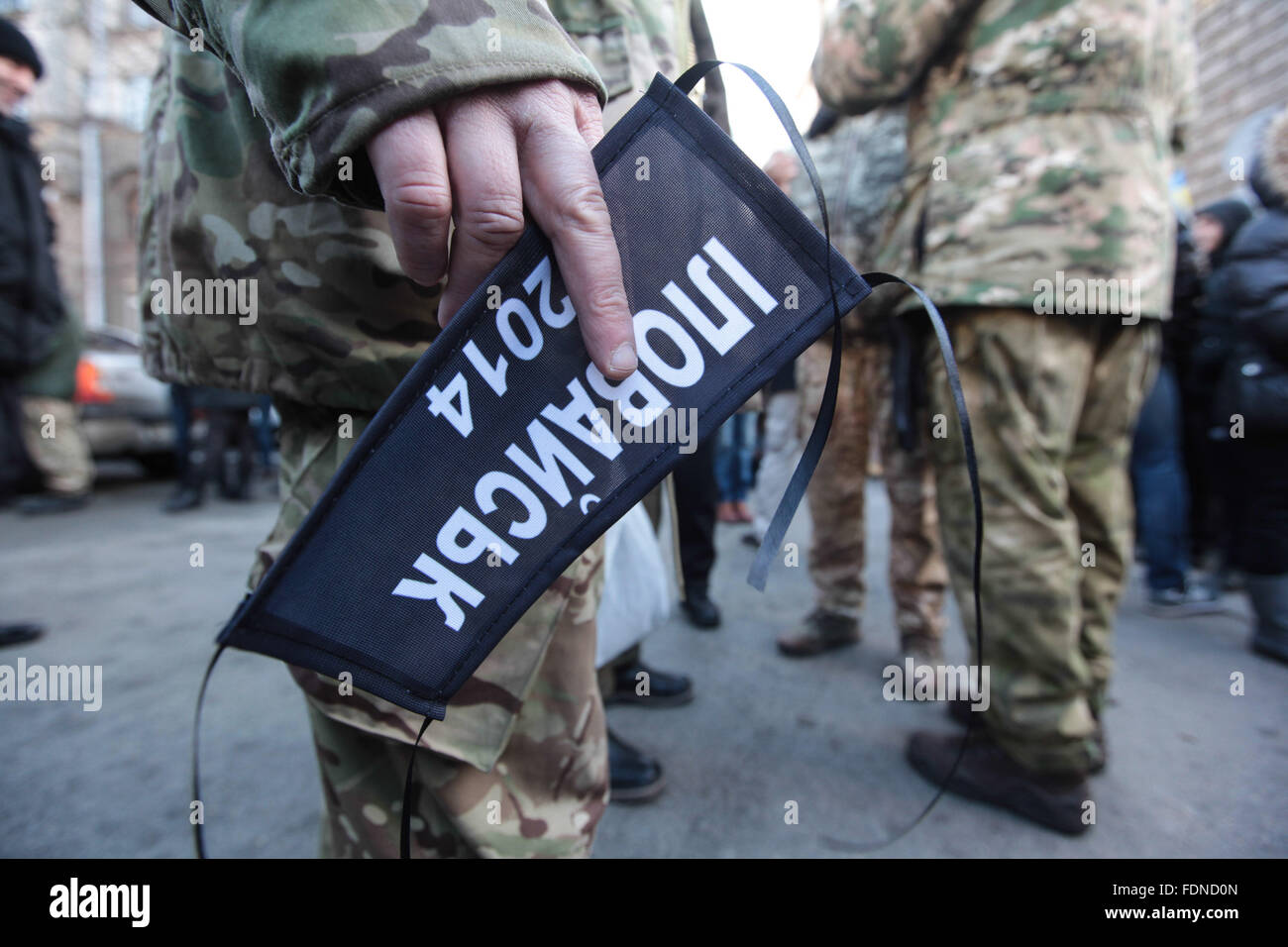 Kiev, Ukraine. 01st Feb, 2016. Military picket demanding to find those ...