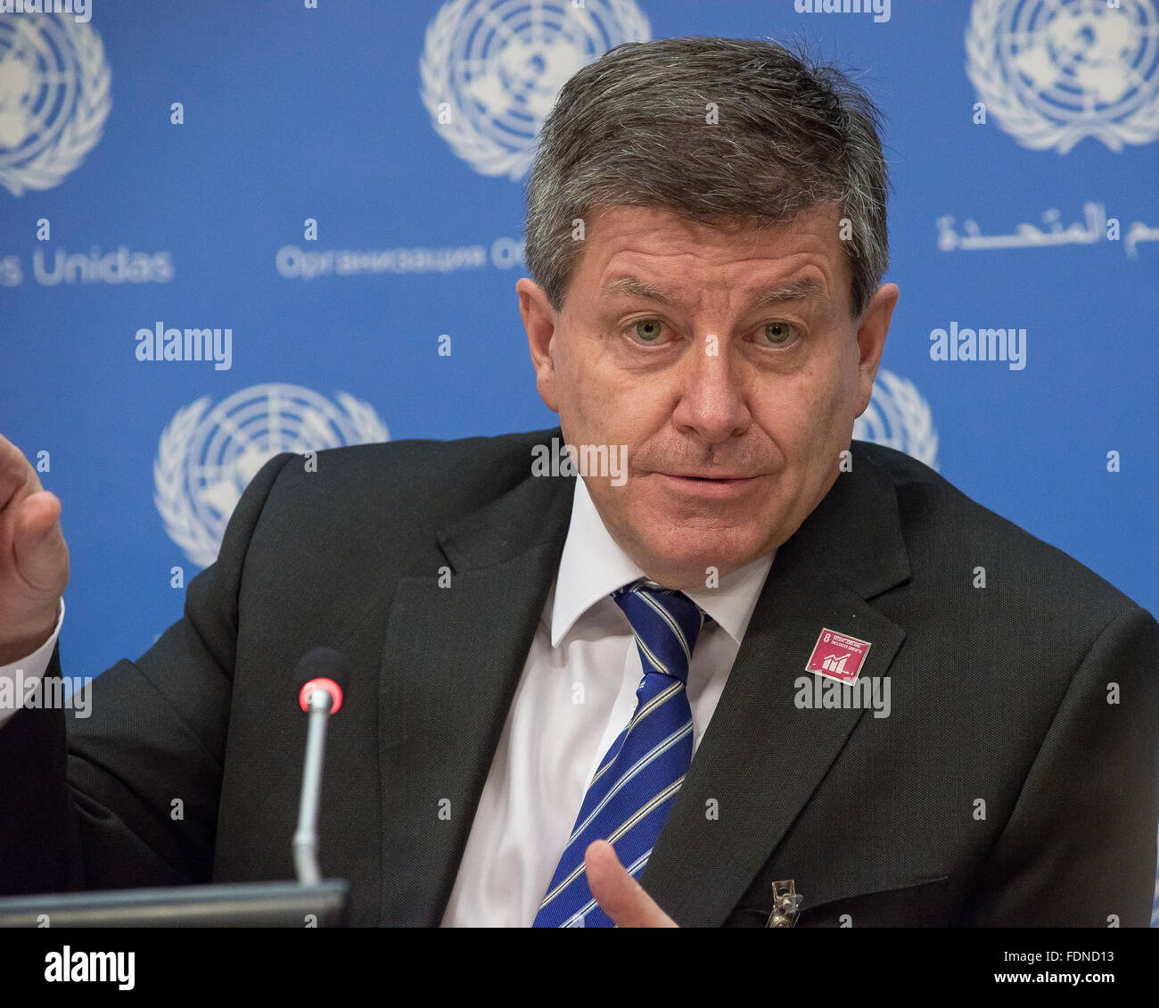 New York, United States. 01st Feb, 2016. Guy Rider speaks to the UN ...