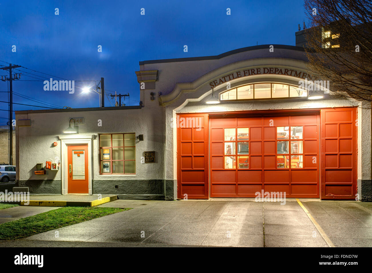 Fire Station in Seattle Washington USA. Photographed at twilight Stock ...