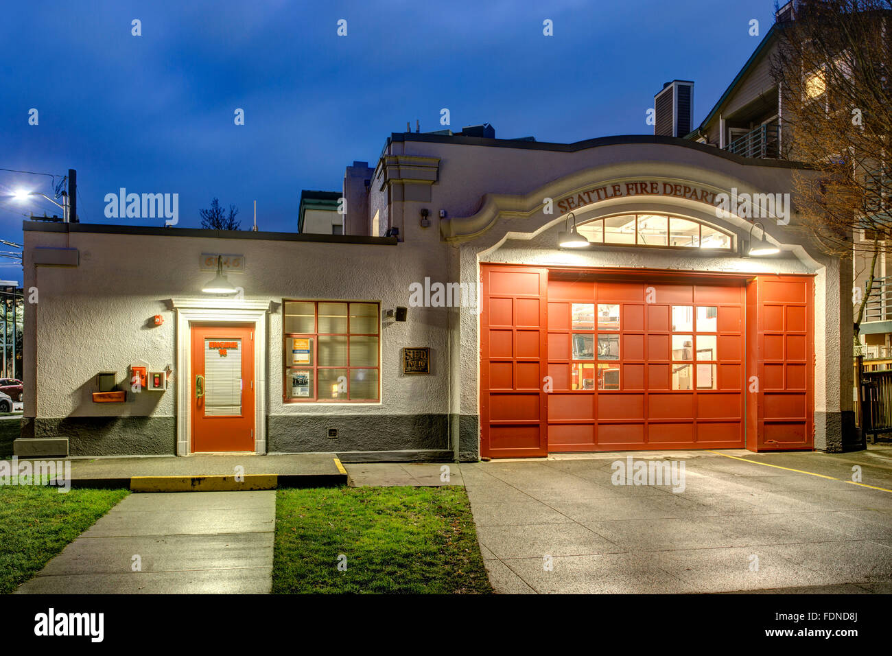 Fire Station in Seattle Washington USA. Photographed at twilight Stock ...