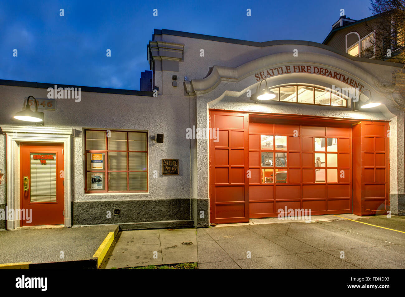 Fire Station in Seattle Washington USA. Photographed at twilight Stock ...
