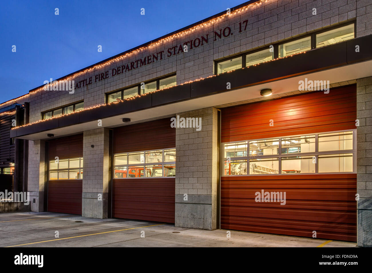 Fire Station in Seattle Washington USA. Photographed at twilight Stock ...