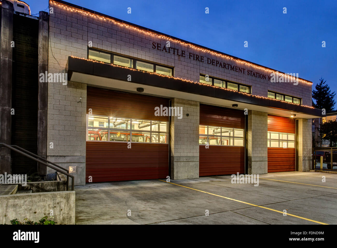 Fire Station in Seattle Washington USA. Photographed at twilight Stock ...