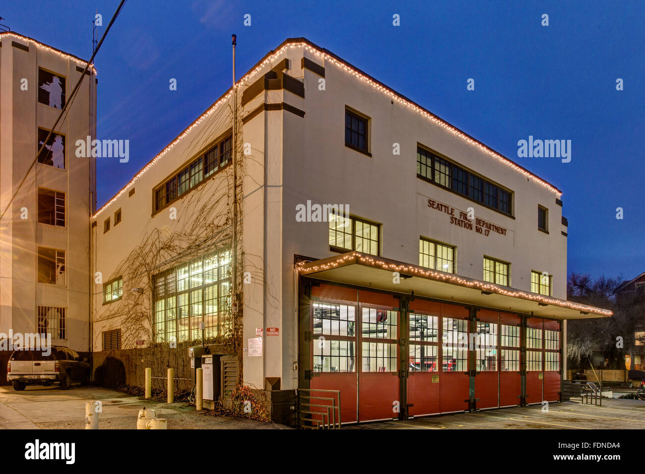 Fire Station in Seattle Washington USA. Photographed at twilight Stock ...