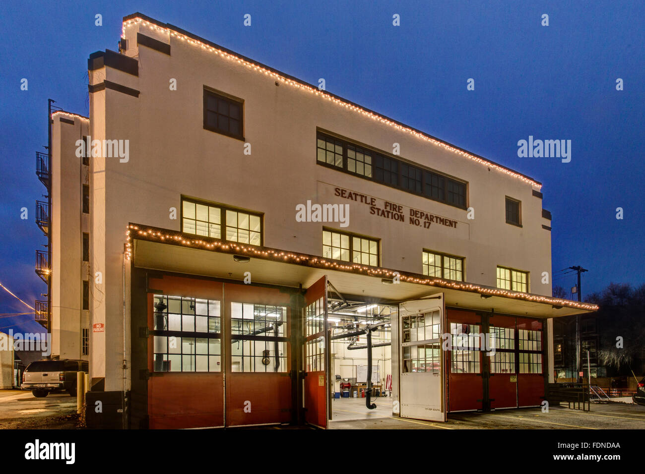 Fire Station in Seattle Washington USA. Photographed at twilight Stock ...
