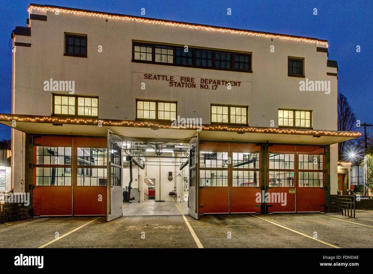Fire Station in Seattle Washington USA. Photographed at twilight Stock ...