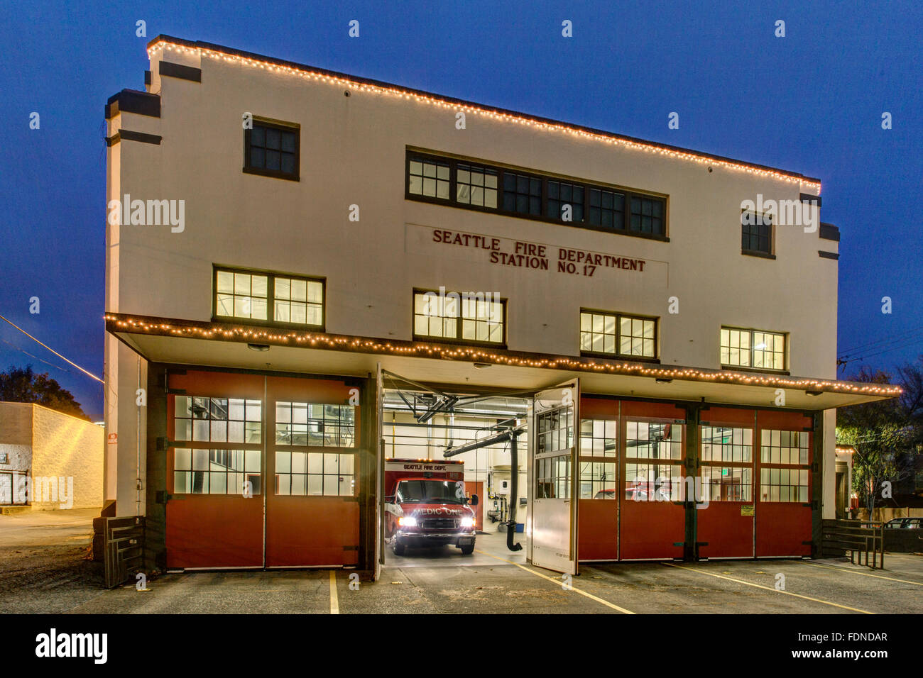 Fire Station in Seattle Washington USA. Photographed at twilight Stock ...