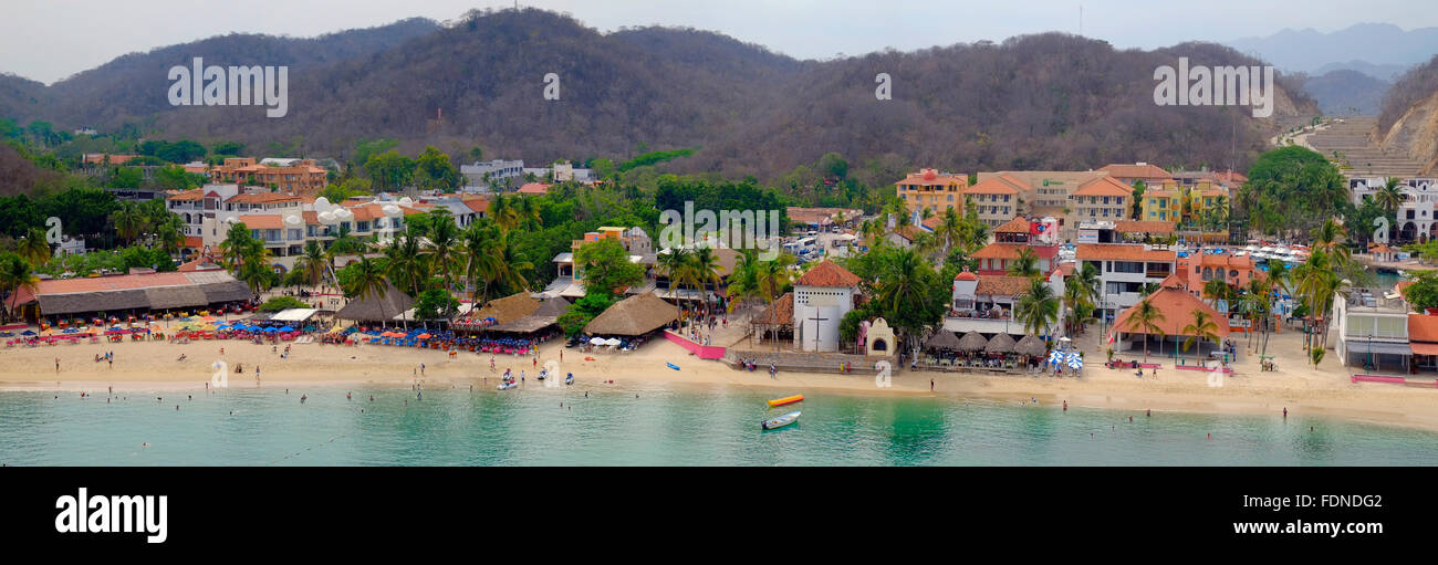 Beach Panorama Huatulco Mexico Oaxaca Pacific Ocean Stock Photo - Alamy