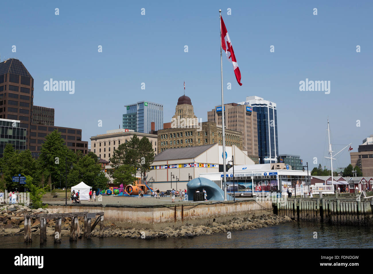 A Canadian flag on a flagpole by the waterfront in Halifax, Canada ...
