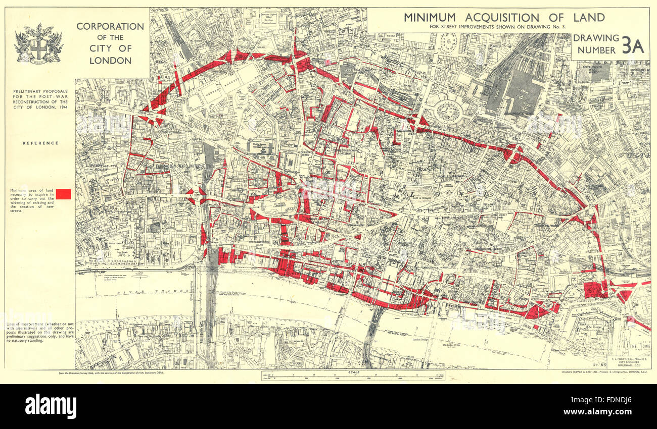 CITY OF LONDON.Post-war Reconstruction. PLANNED LAND ACQUISITION, 1944 ...