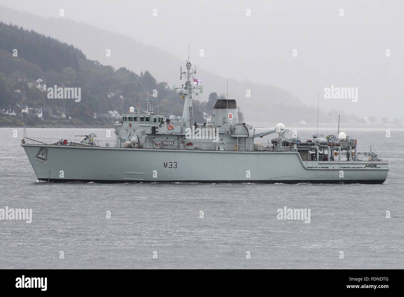 HMS Brocklesby (M33), a Hunt-class minehunter with the Royal Navy ...