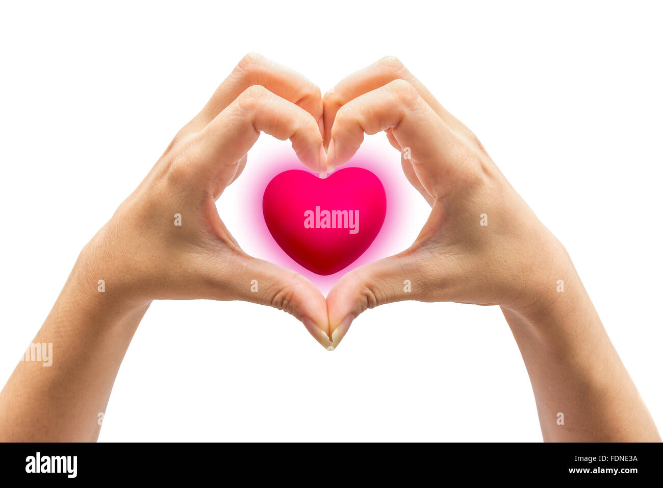 pink heart in man hands, isolated on white background Stock Photo - Alamy
