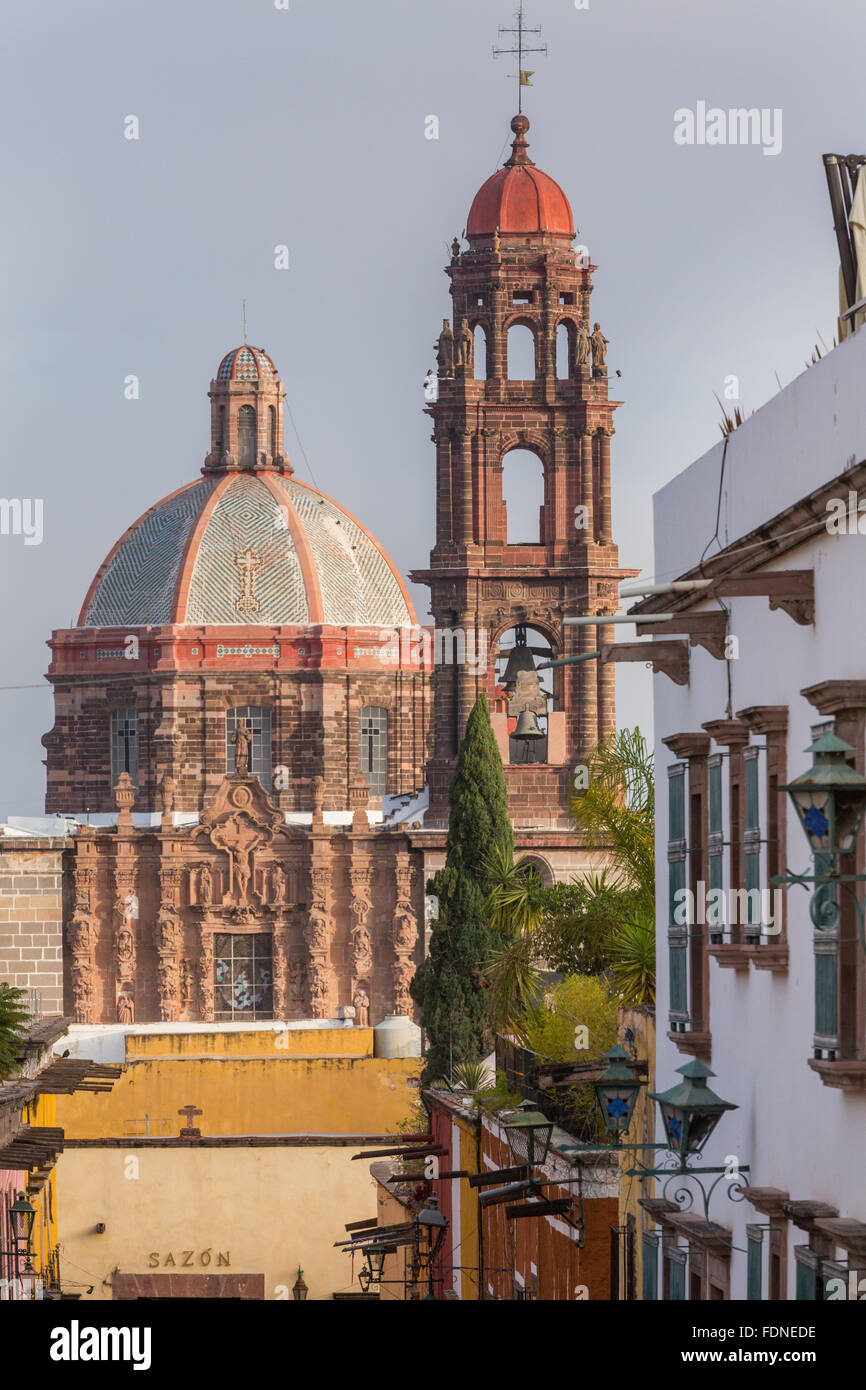 Spanish colonial style homes along the cobblestone Recreo street with ...