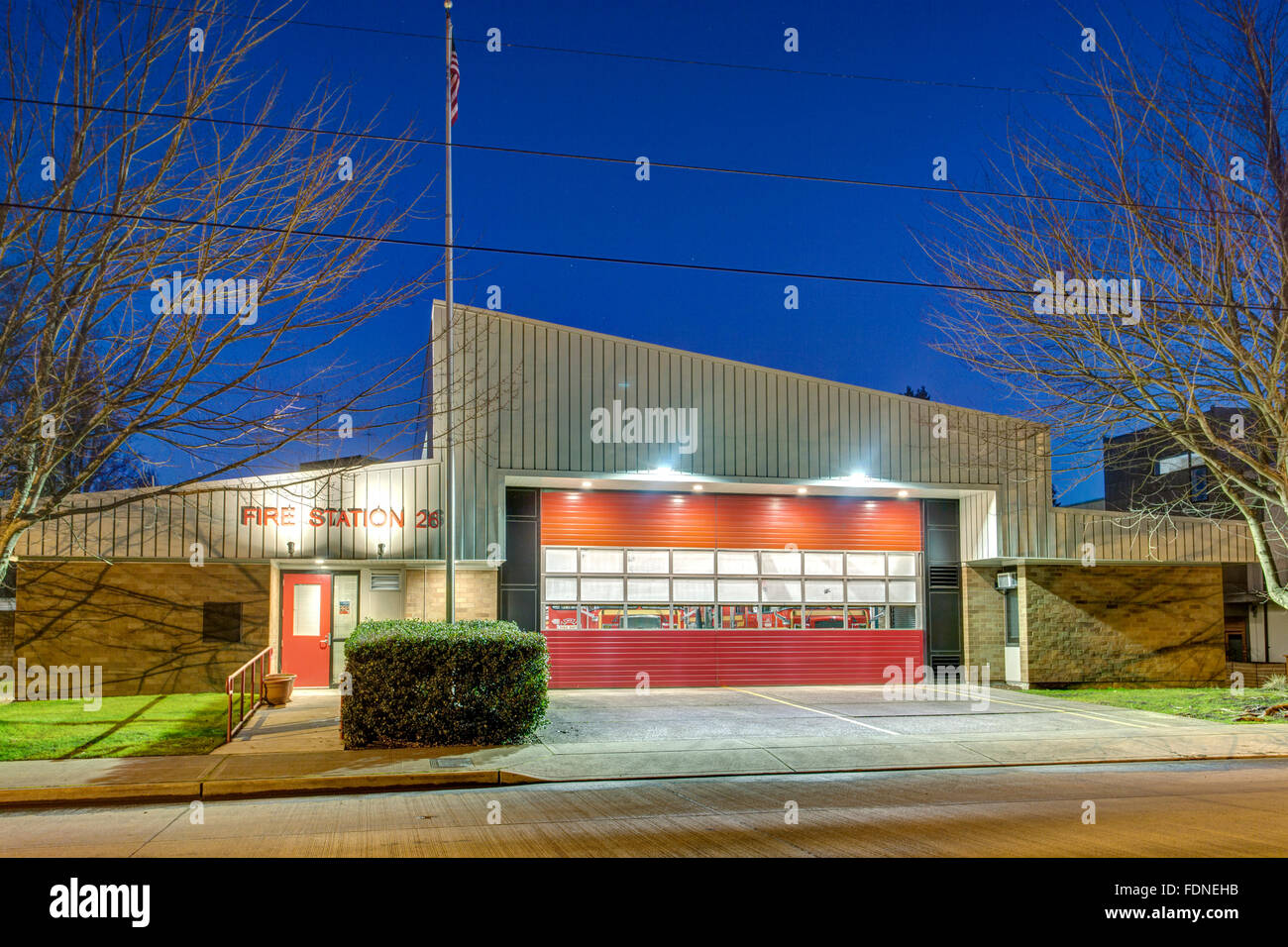 Fire Station in Seattle Washington USA. Photographed at twilight Stock ...
