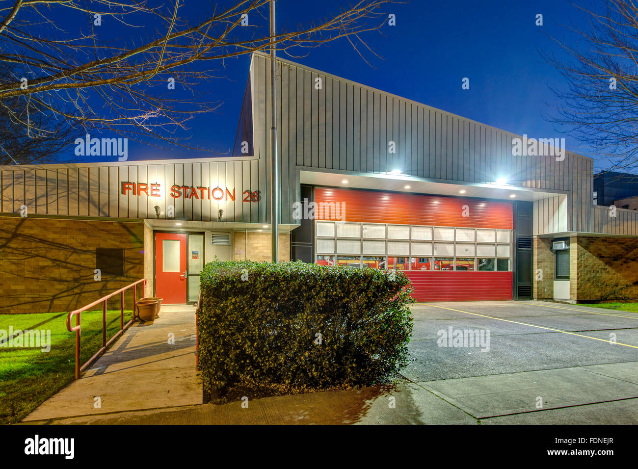 Fire Station in Seattle Washington USA. Photographed at twilight Stock ...