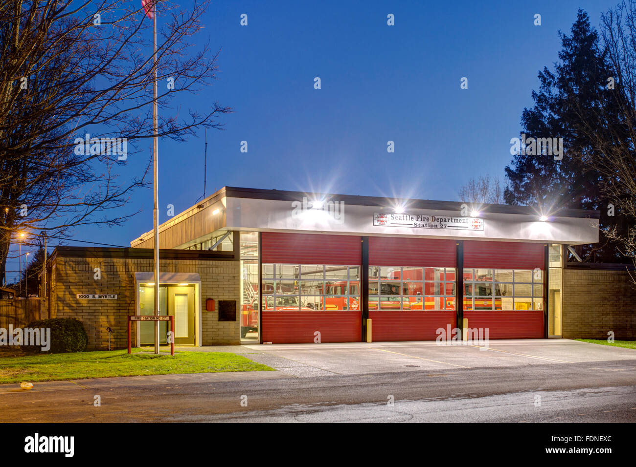 Fire Station in Seattle Washington USA. Photographed at twilight Stock ...