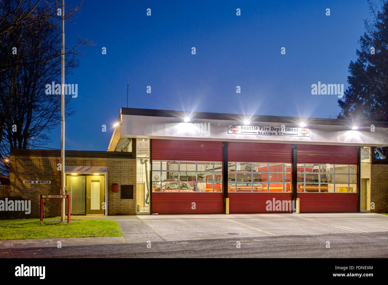 Fire Station in Seattle Washington USA. Photographed at twilight Stock ...
