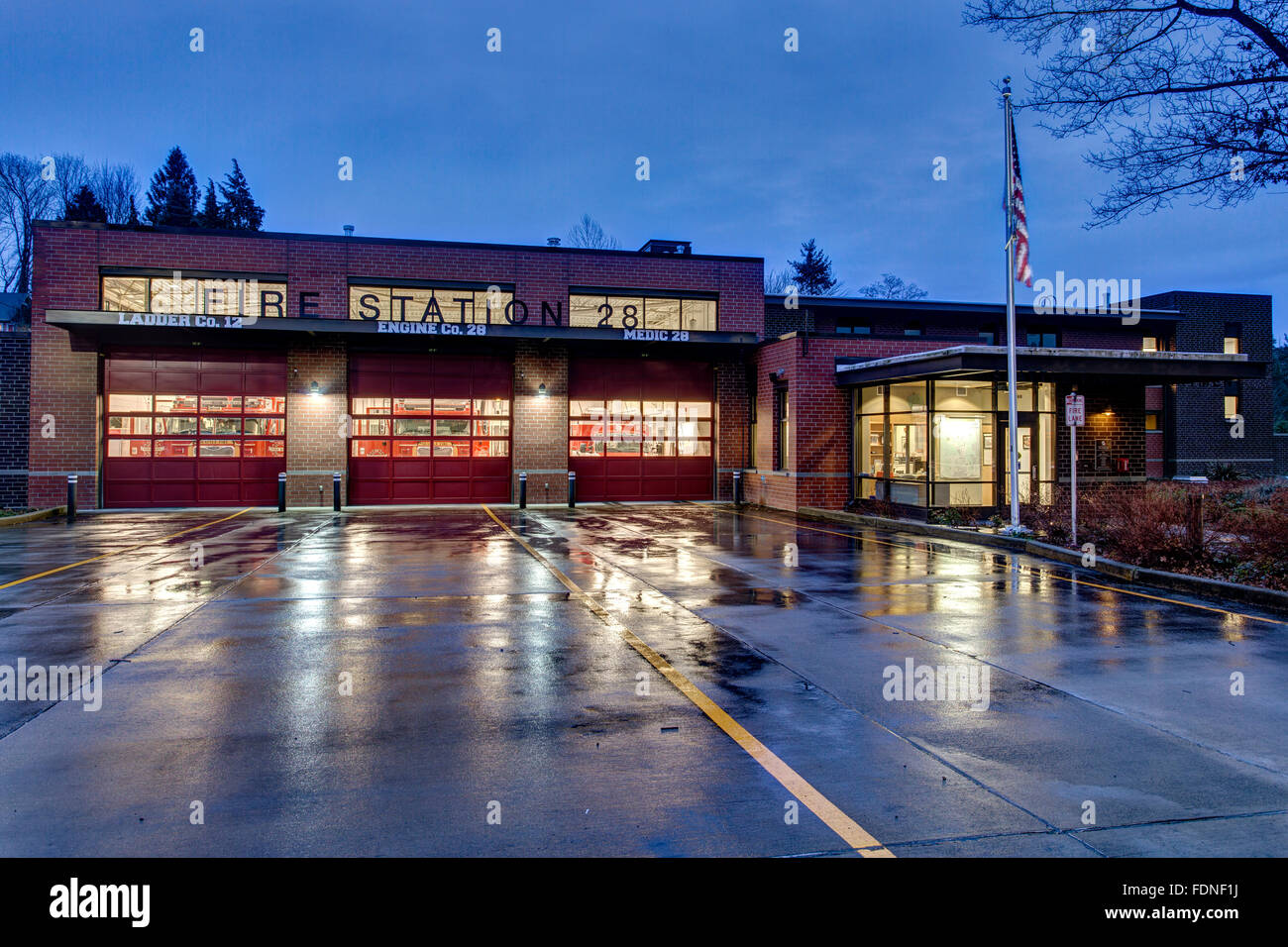 Fire Station in Seattle Washington USA. Photographed at twilight Stock ...
