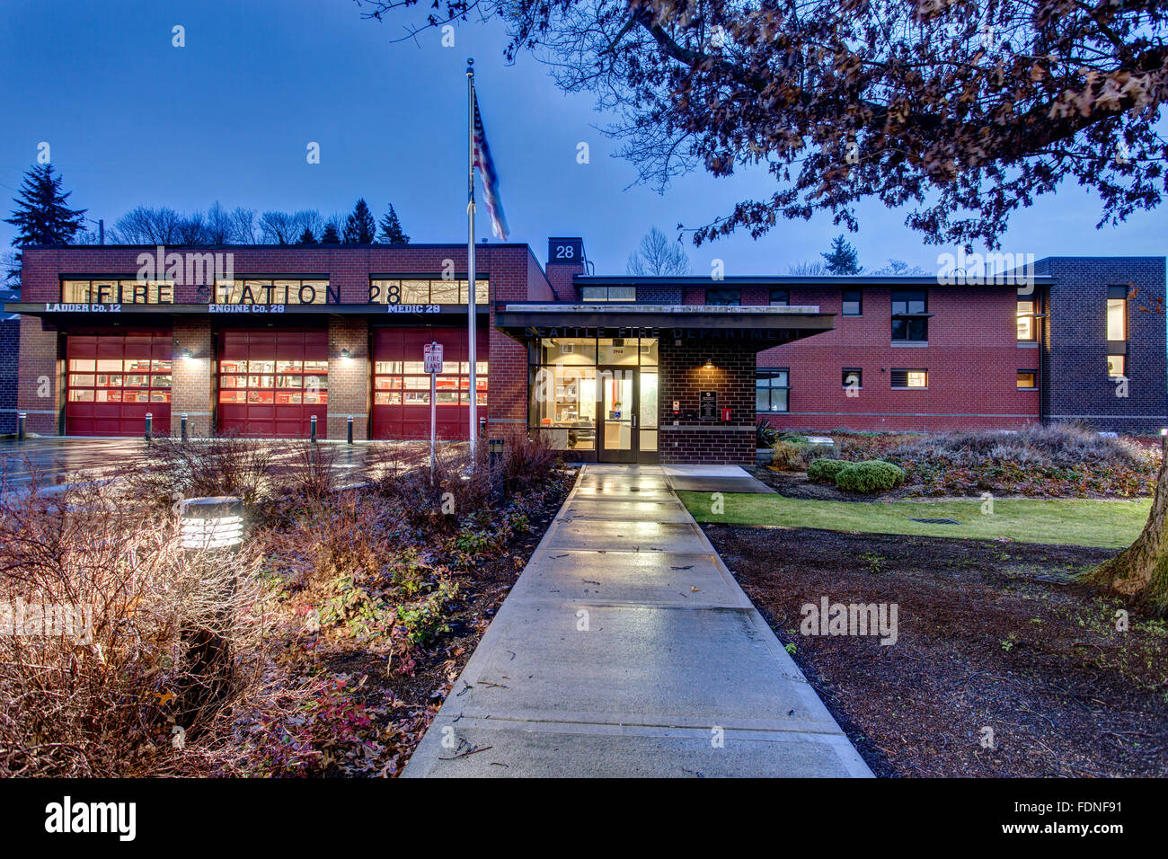Fire Station in Seattle Washington USA. Photographed at twilight Stock ...