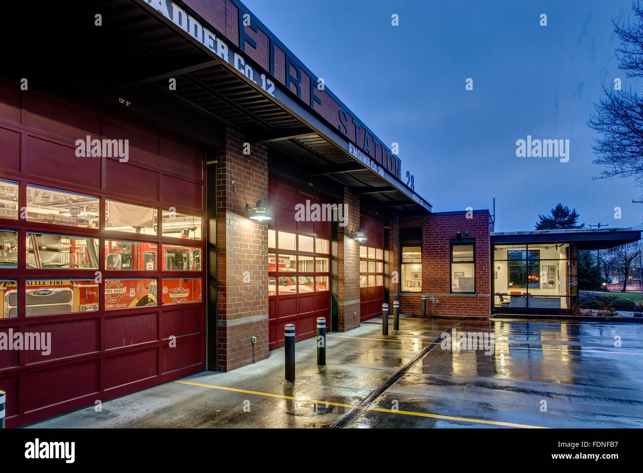 Fire Station in Seattle Washington USA. Photographed at twilight Stock ...