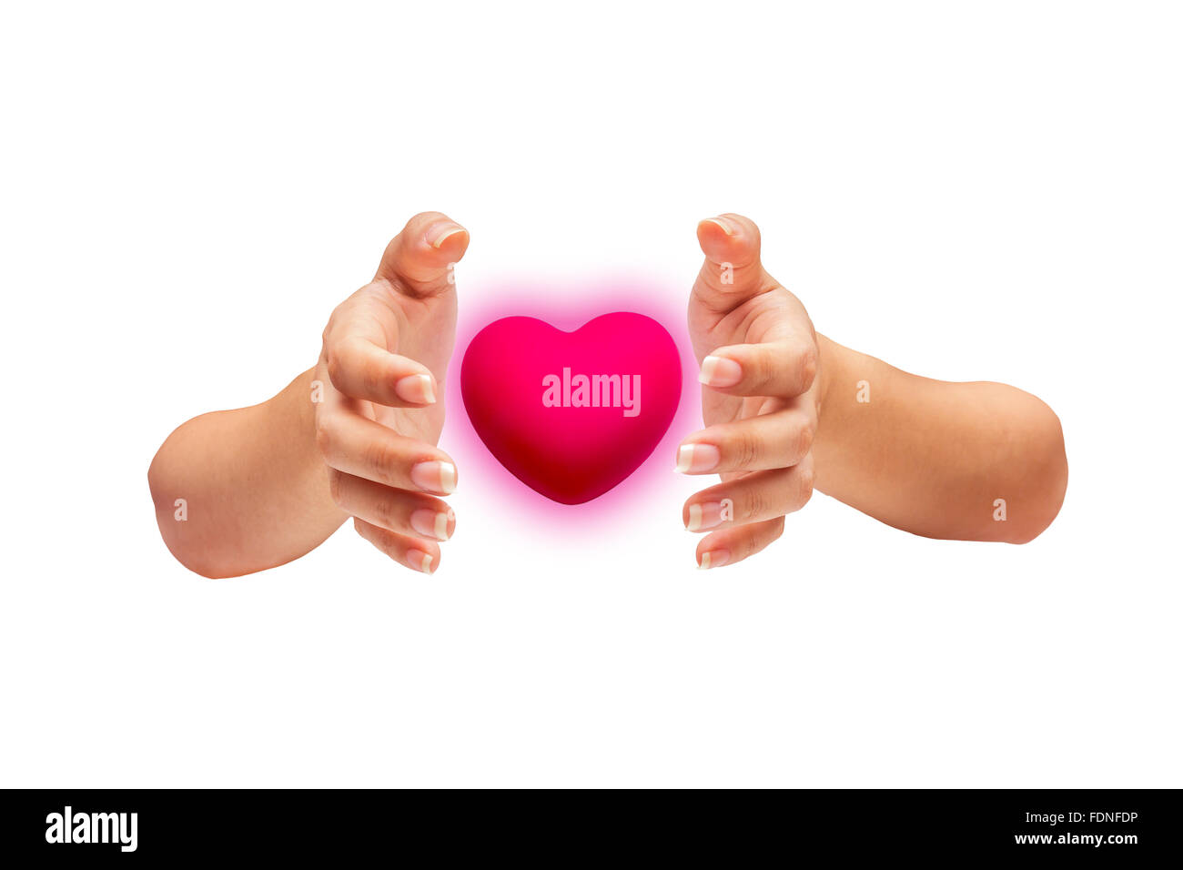 pink heart in man hands, isolated on white background Stock Photo - Alamy