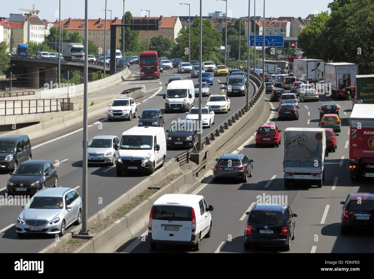Berlin, Germany, Rush Hour on the A100 motorway in height Spandauerdamm ...