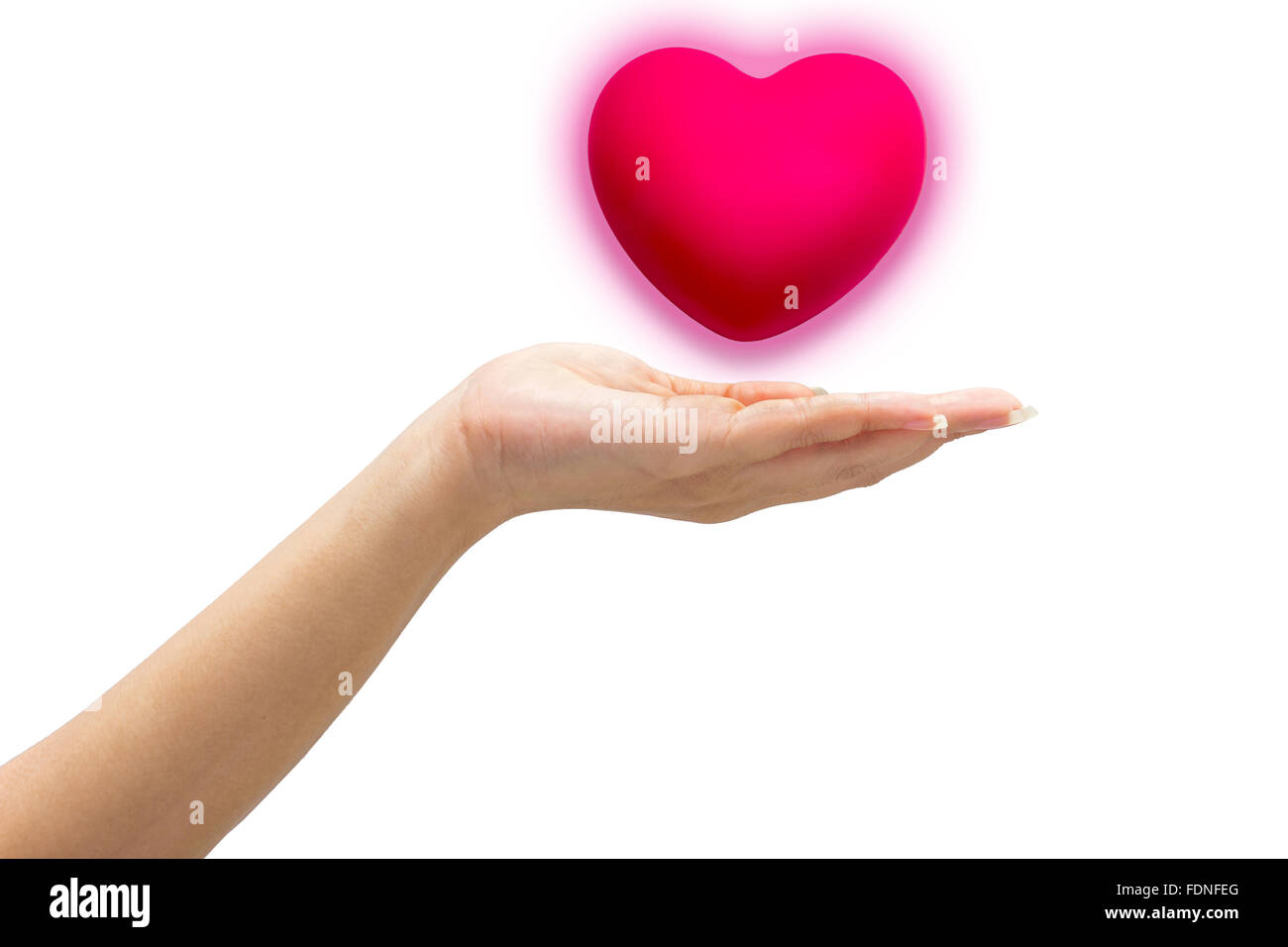 pink heart in man hands, isolated on white background Stock Photo - Alamy