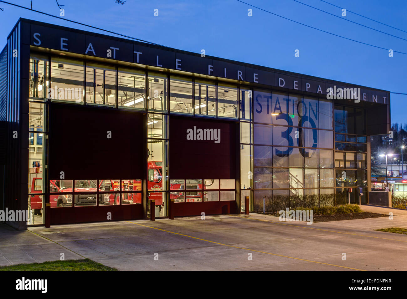 Fire Station in Seattle Washington USA. Photographed at twilight Stock ...