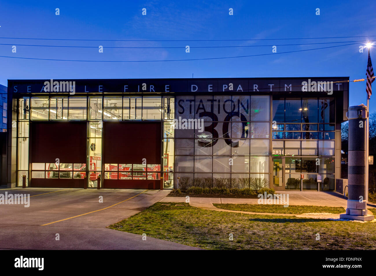 Fire Station in Seattle Washington USA. Photographed at twilight Stock ...