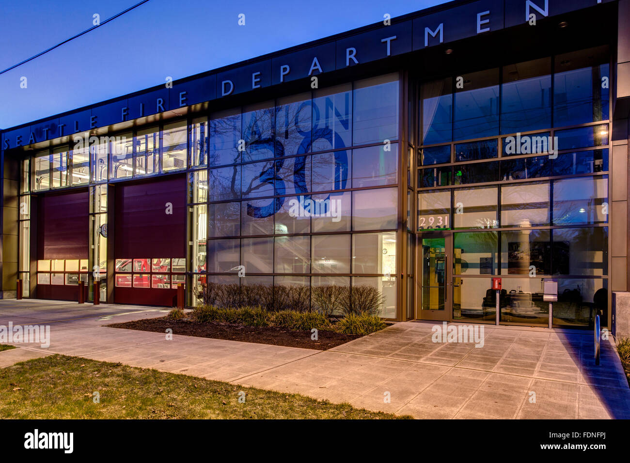 Fire Station in Seattle Washington USA. Photographed at twilight Stock ...