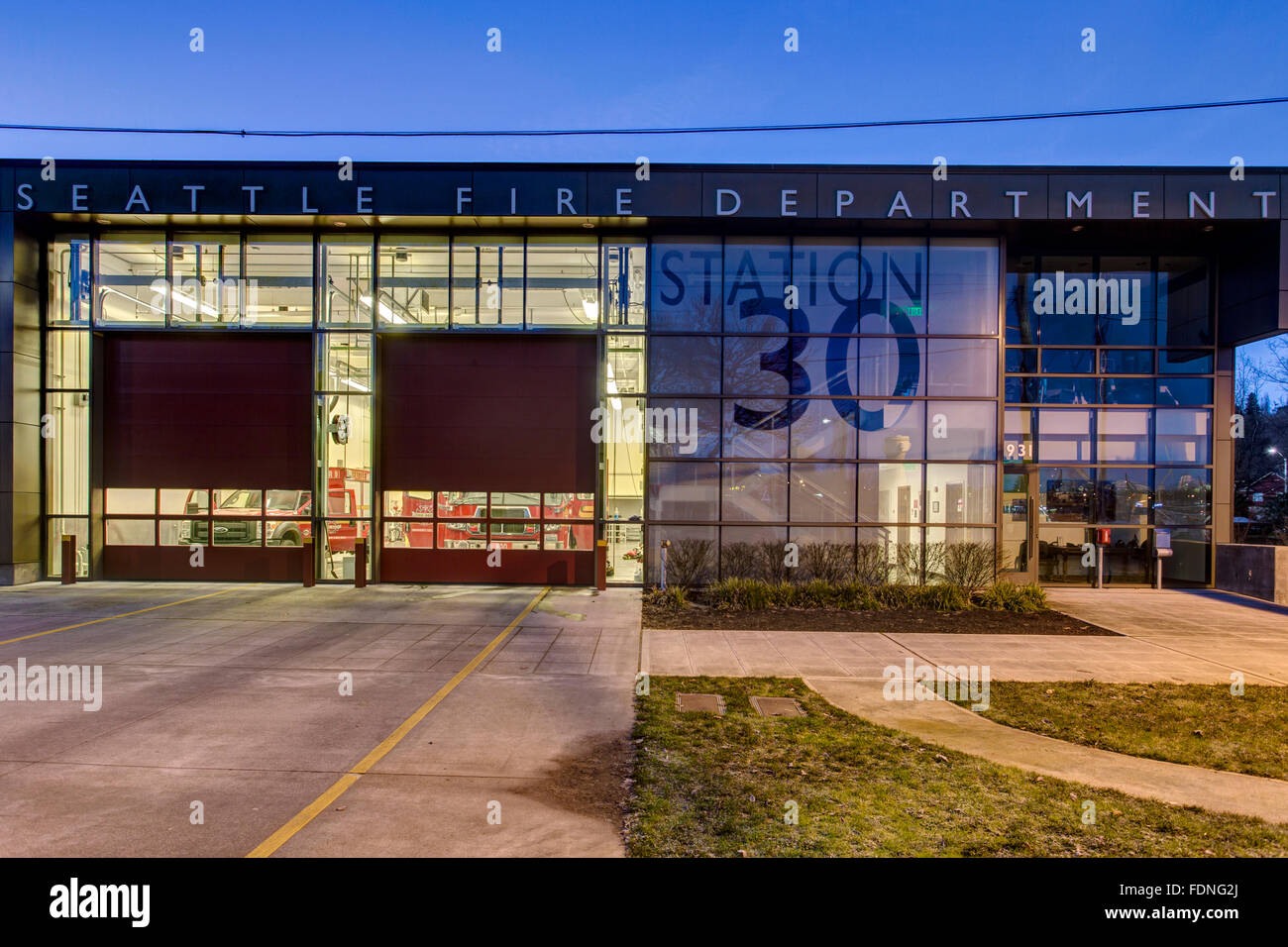 Fire Station in Seattle Washington USA. Photographed at twilight Stock ...