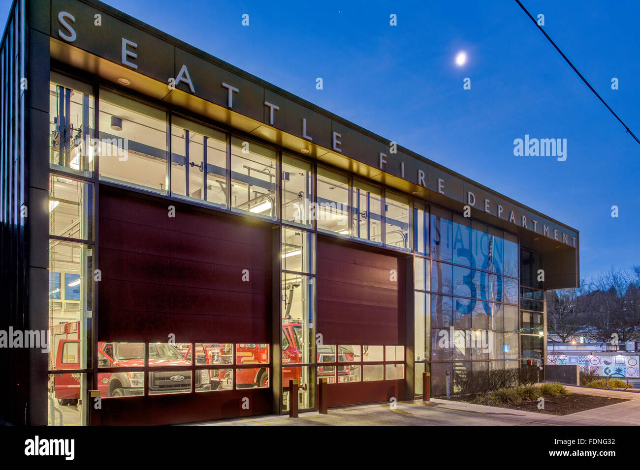 Fire Station in Seattle Washington USA. Photographed at twilight Stock ...