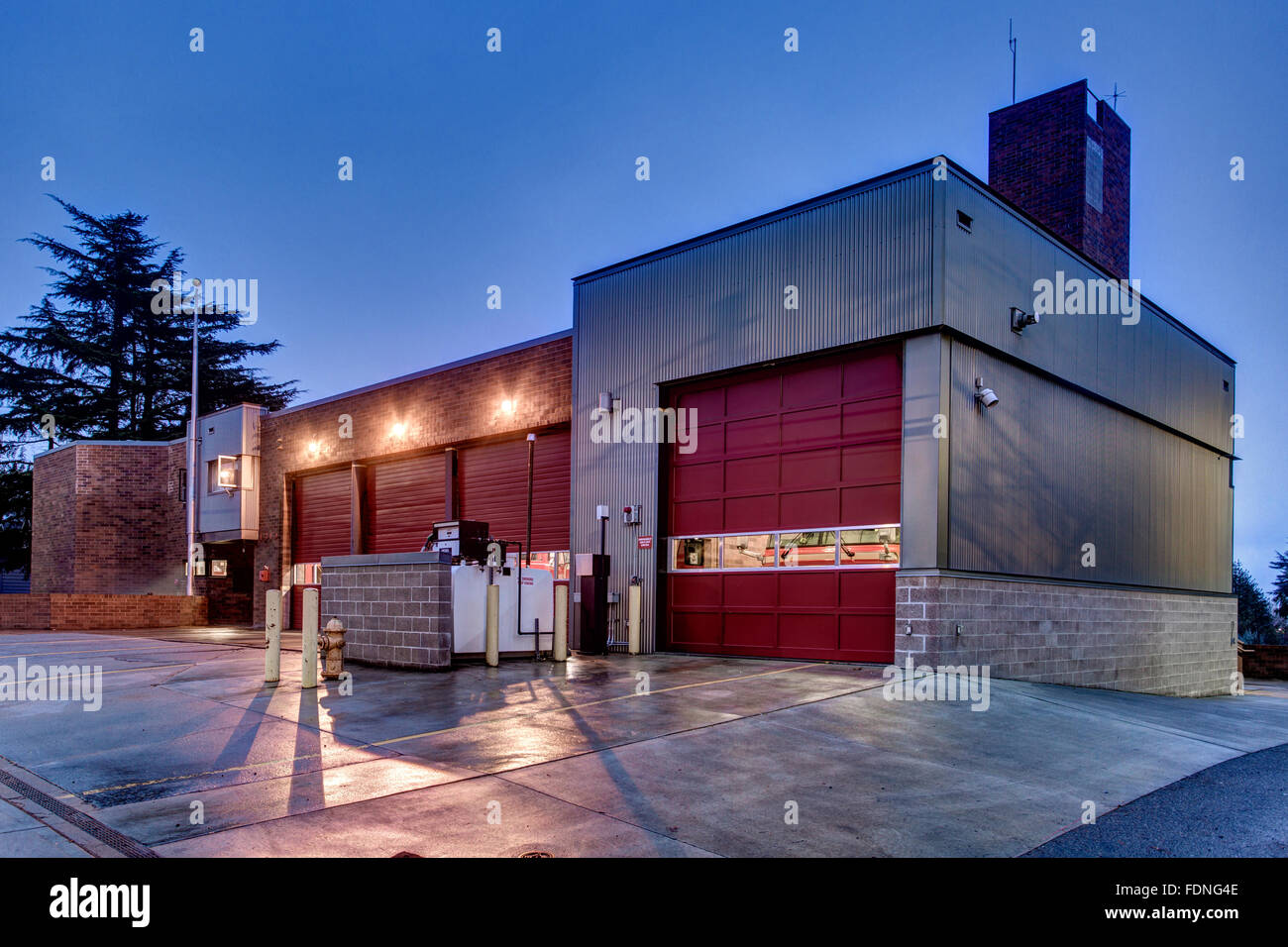 Fire Station in Seattle Washington USA. Photographed at twilight Stock ...