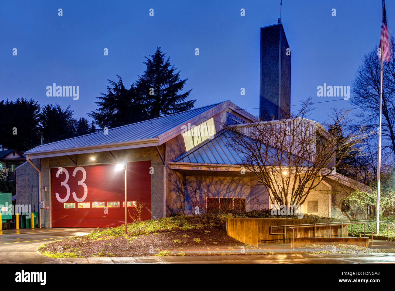 Fire Station in Seattle Washington USA. Photographed at twilight Stock ...