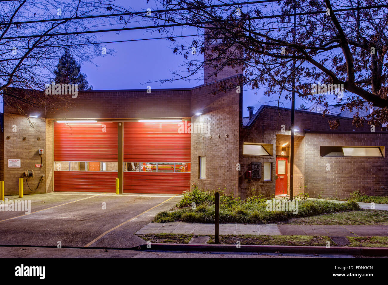 Fire Station in Seattle Washington USA. Photographed at twilight Stock ...