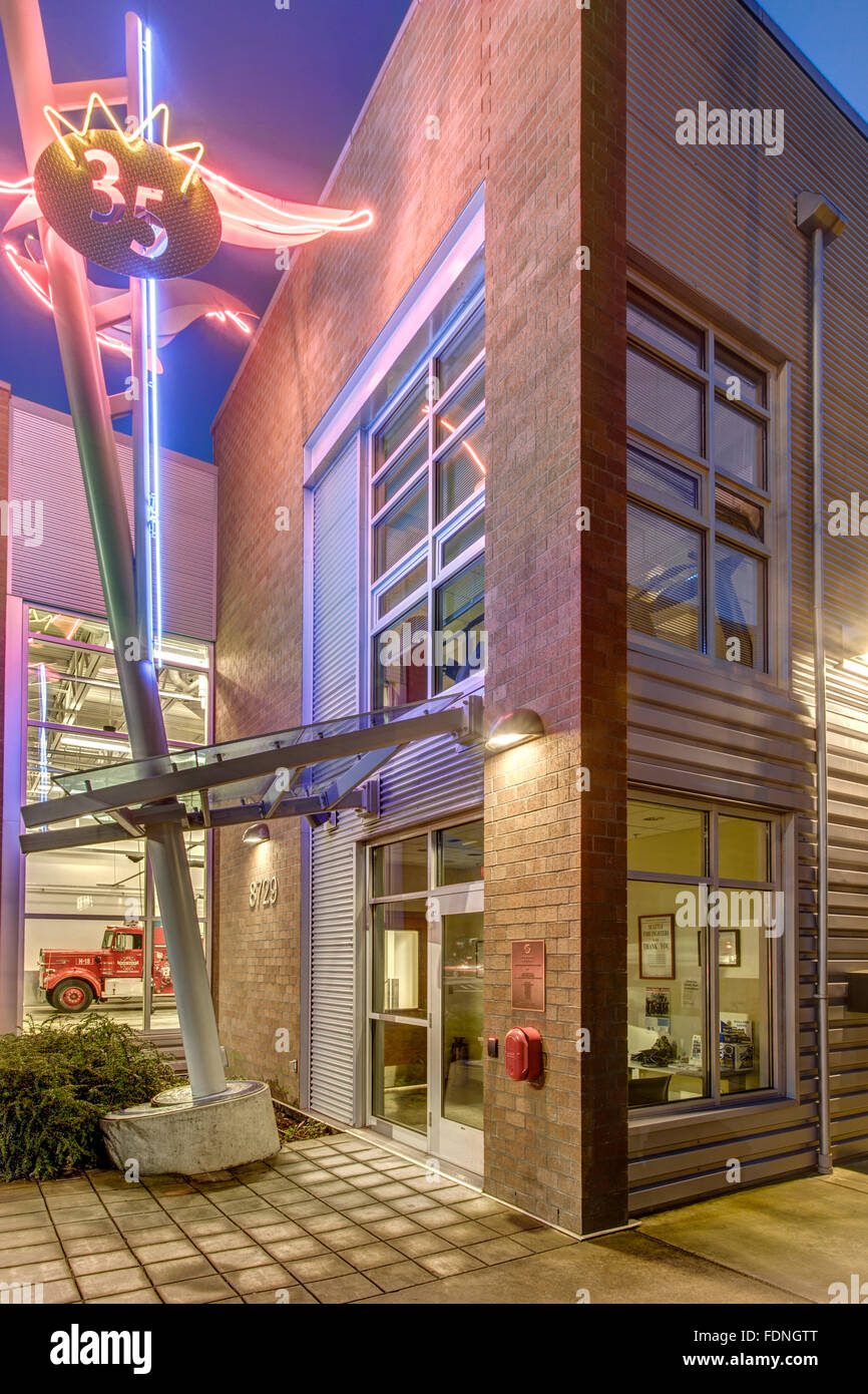Fire Station in Seattle Washington USA. Photographed at twilight Stock ...