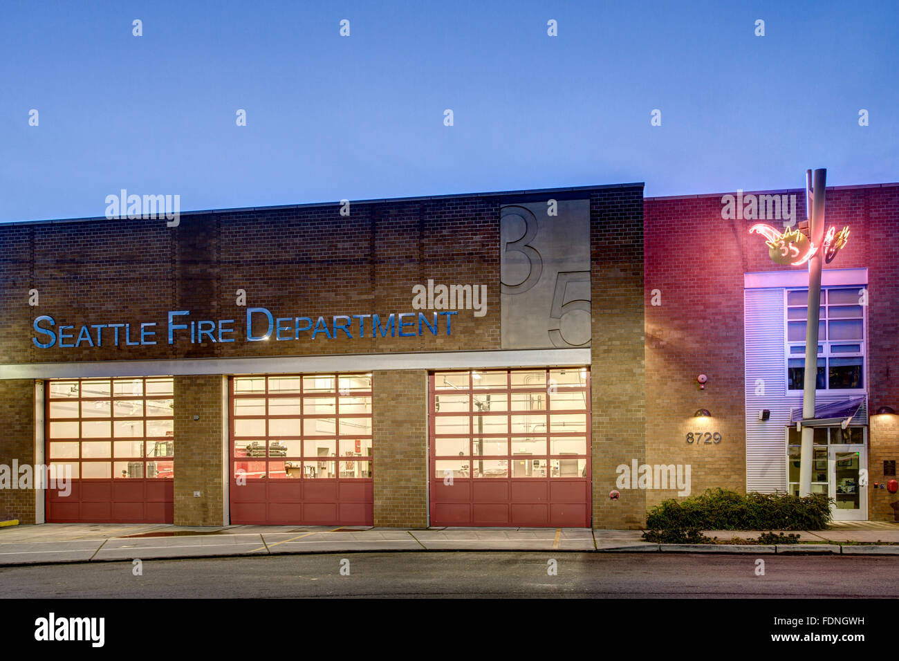 Fire Station in Seattle Washington USA. Photographed at twilight Stock ...