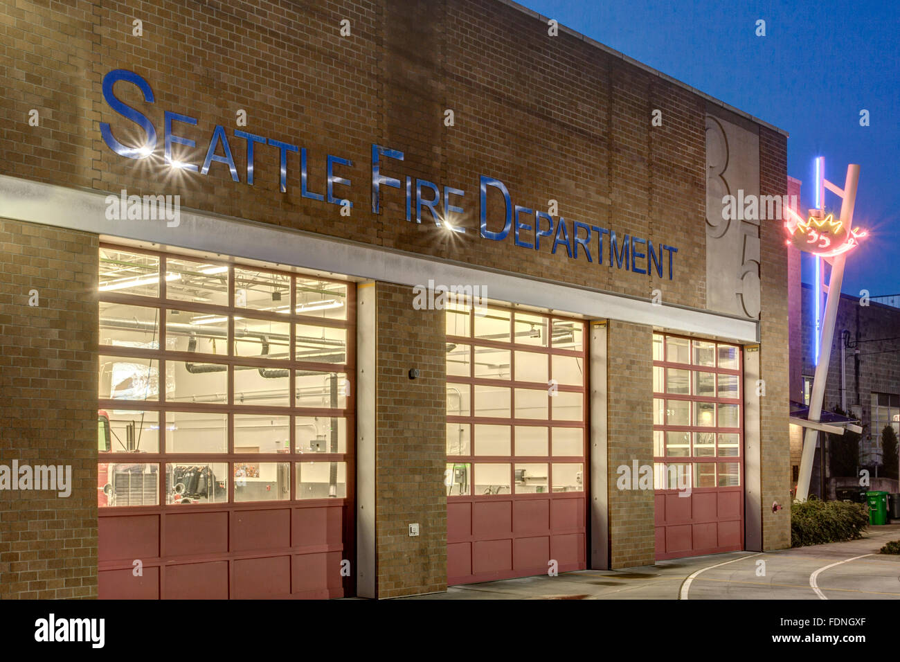 Fire Station in Seattle Washington USA. Photographed at twilight Stock ...