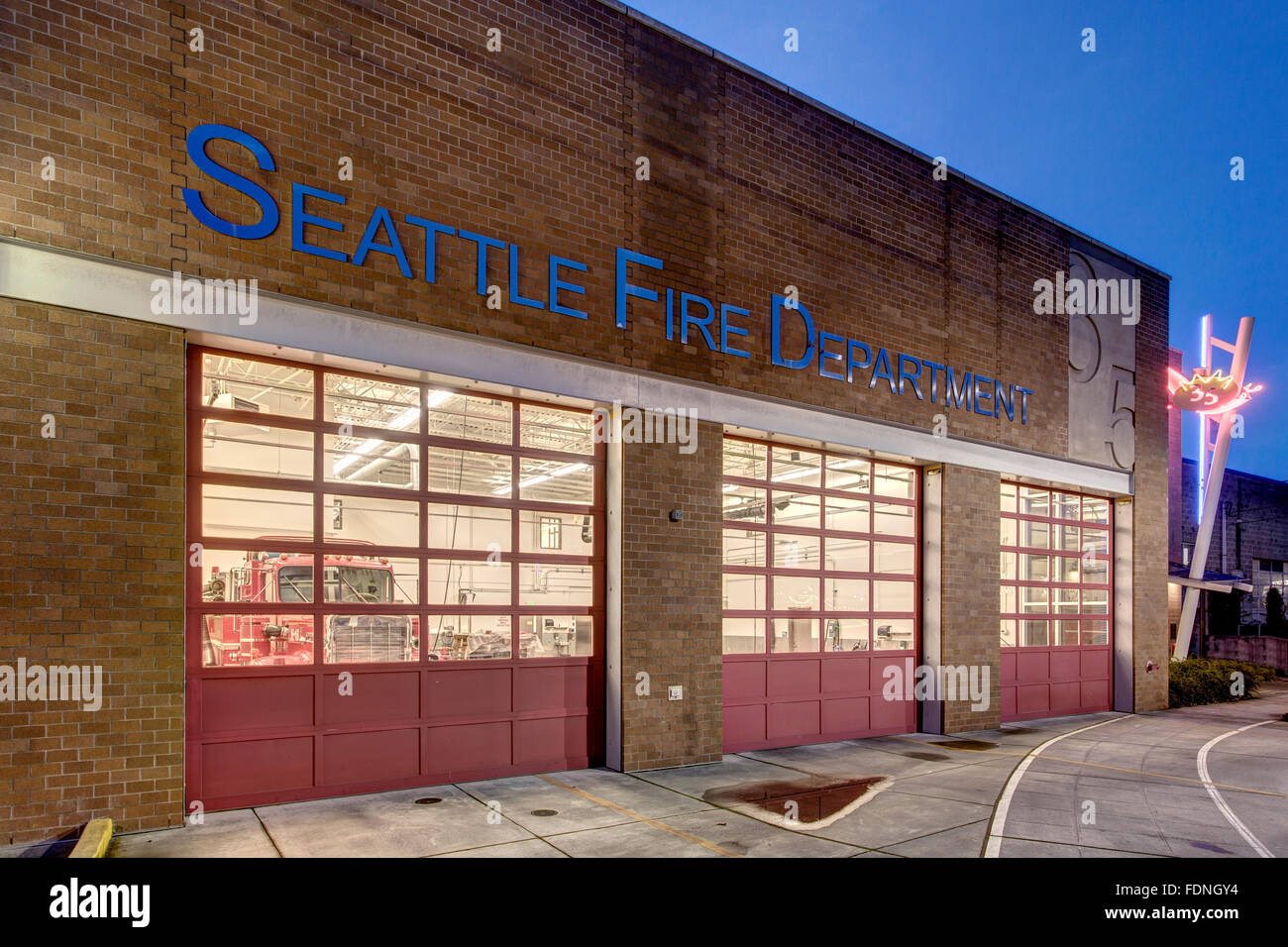 Fire Station in Seattle Washington USA. Photographed at twilight Stock ...