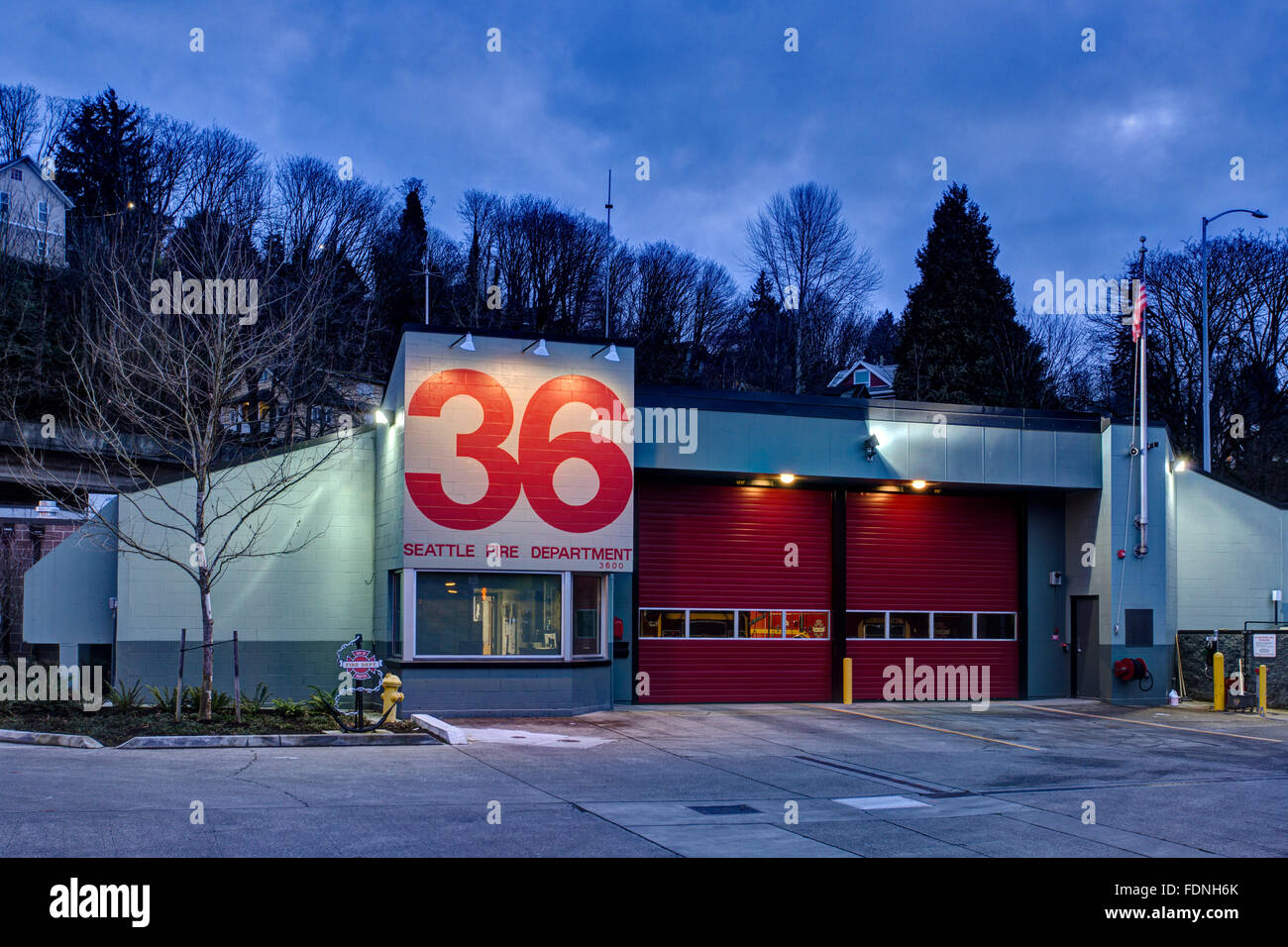 Fire Station in Seattle Washington USA. Photographed at twilight Stock ...