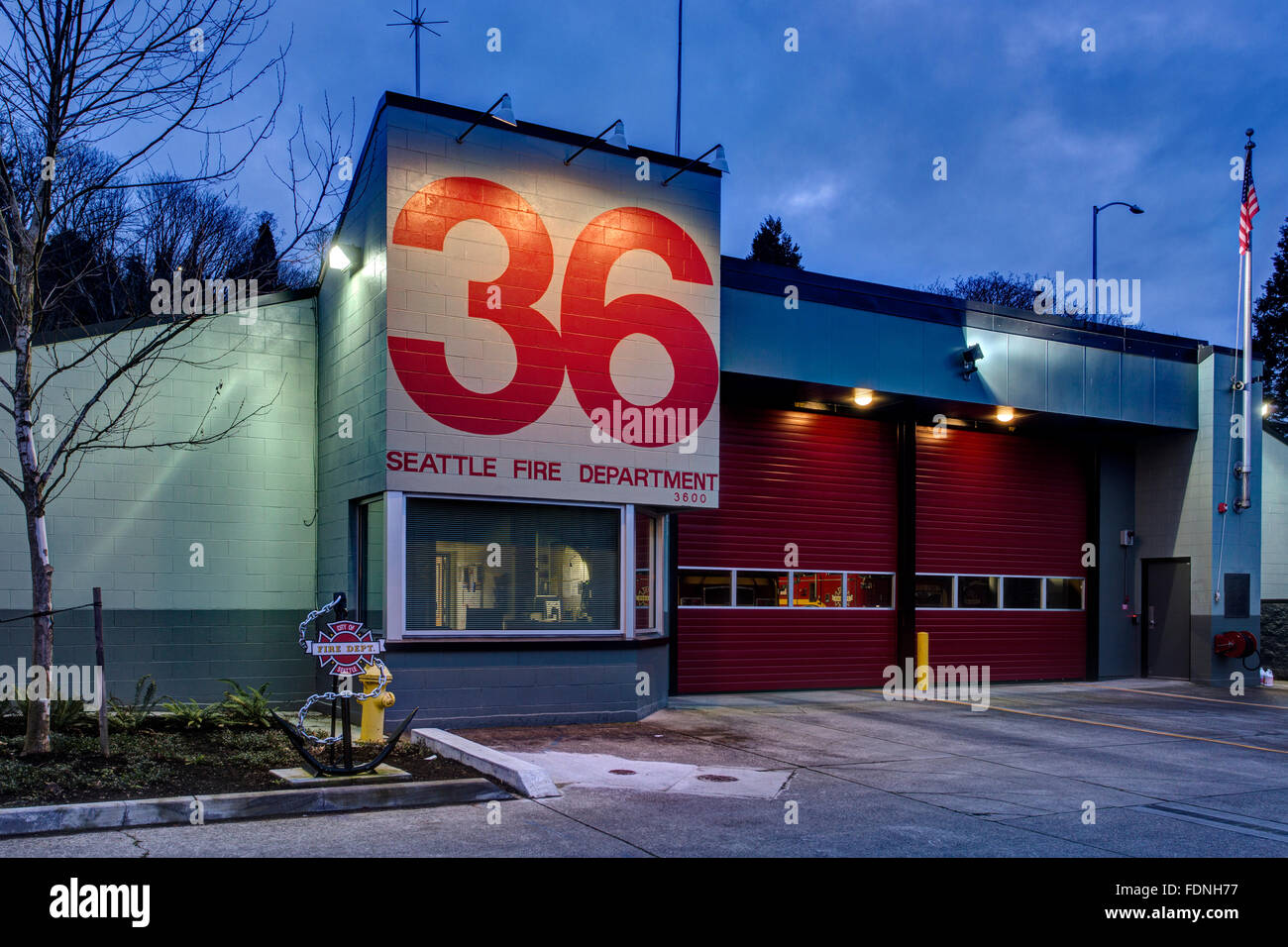 Fire Station in Seattle Washington USA. Photographed at twilight Stock ...