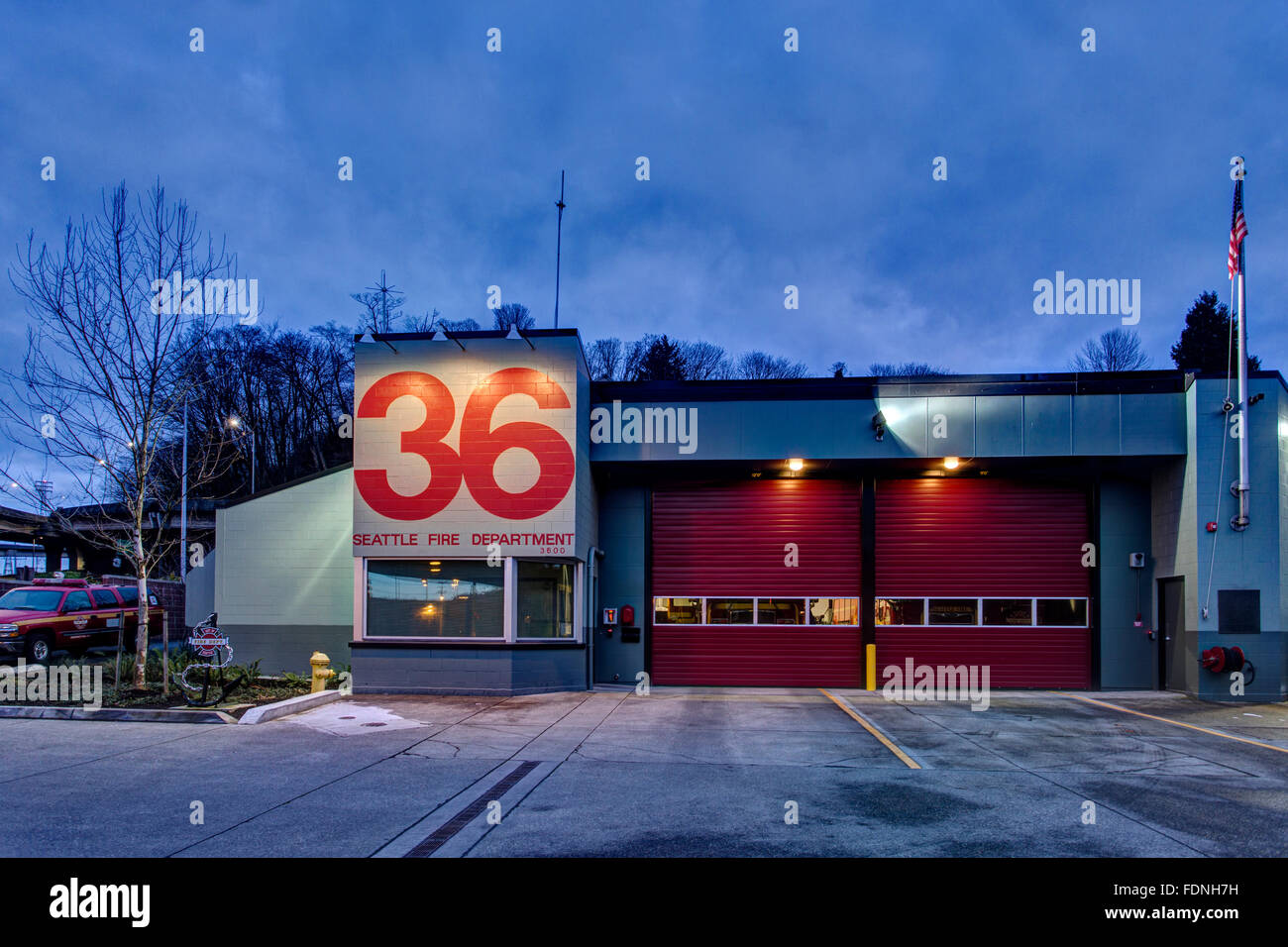 Fire Station in Seattle Washington USA. Photographed at twilight Stock ...