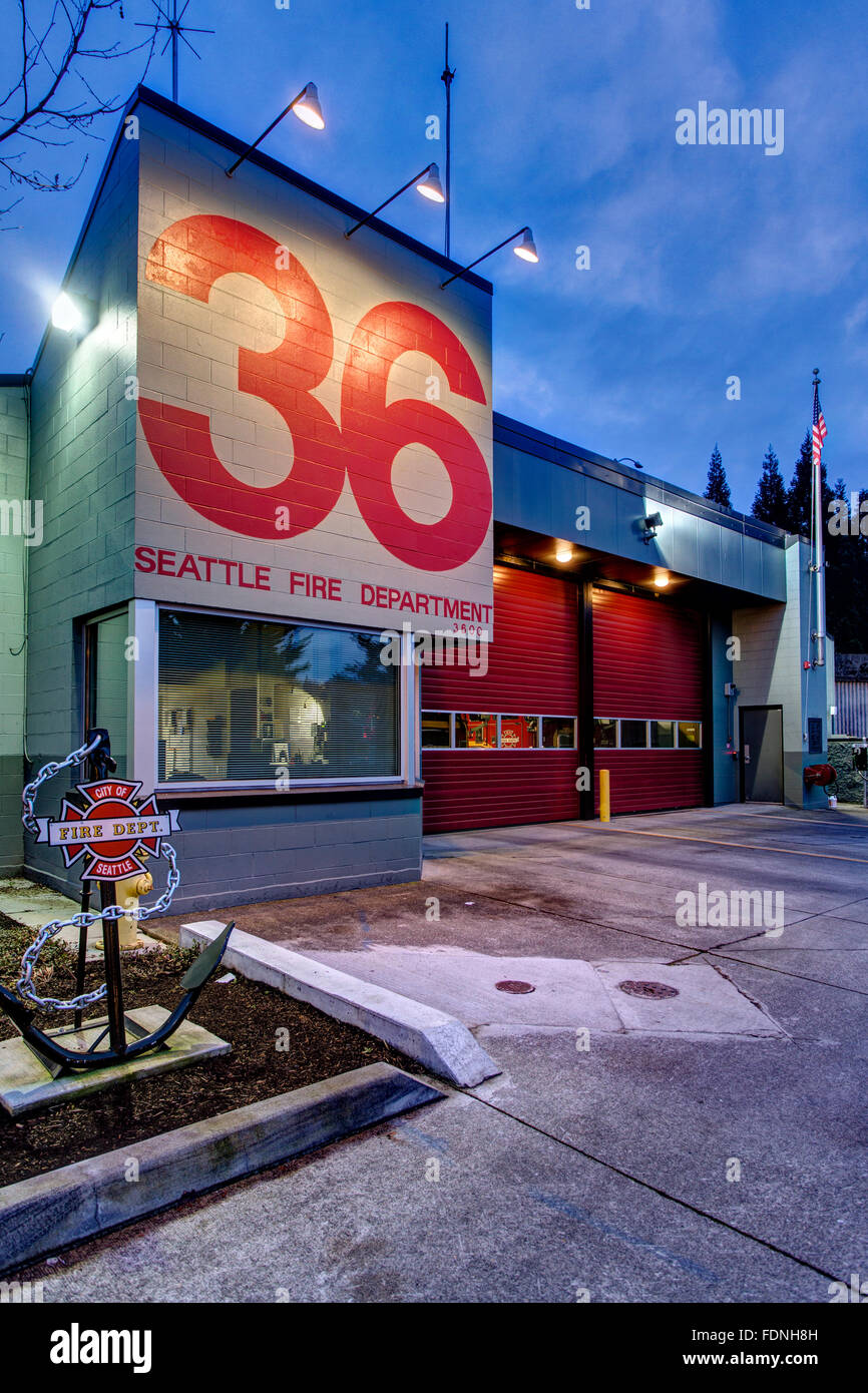 Fire Station in Seattle Washington USA. Photographed at twilight Stock ...