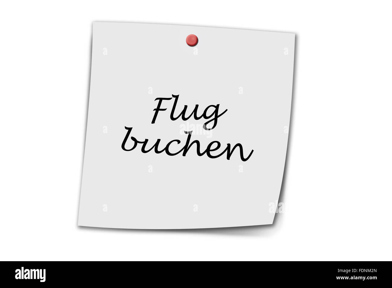 Flug buchen (German book flight) written on a memo isolated on white ...