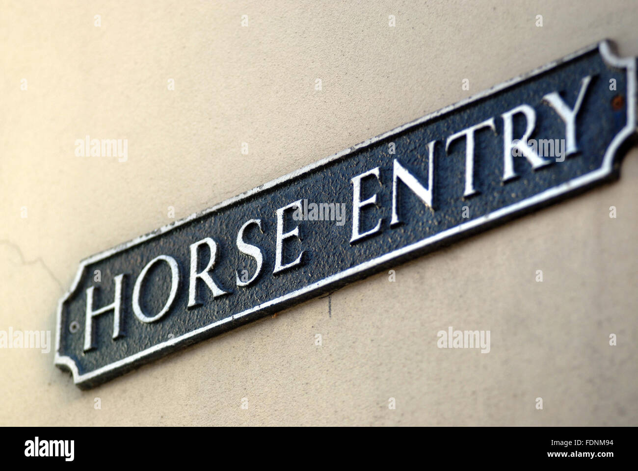 Horse Entry sign, Morpeth, Northumberland Stock Photo - Alamy