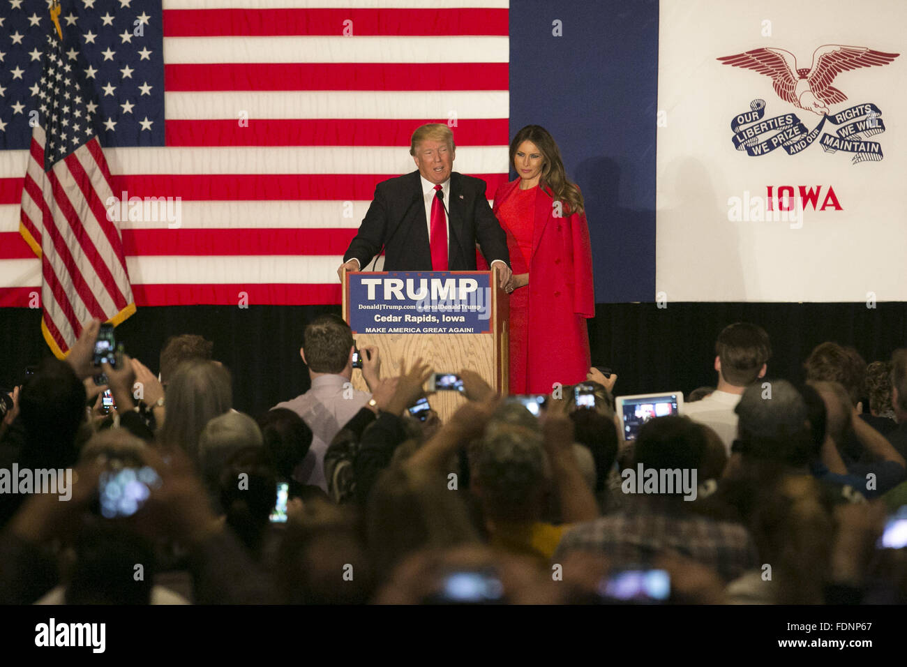 Cedar Rapids, Iowa, USA. 1st Feb, 2016. Donald Trump with his wife ... Cedar Rapids, Iowa, USA. 1st Feb, 2016. Donald Trump with his wife ...