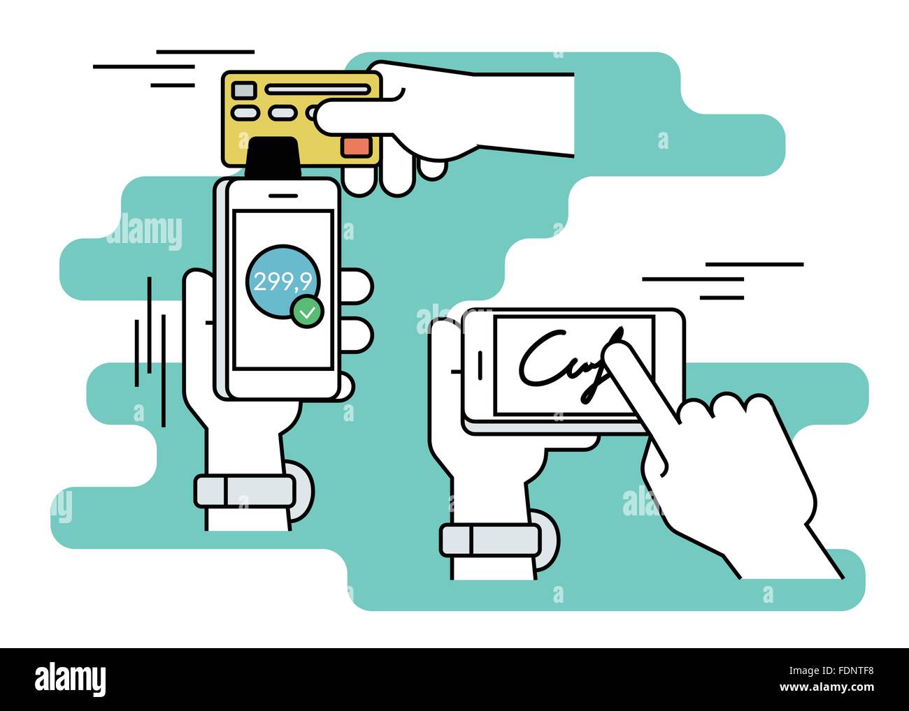 Pay via mobile Cut Out Stock Images & Pictures - Alamy