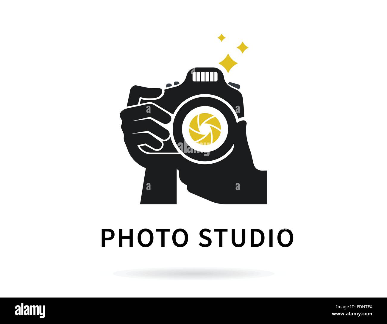 Photographer hands with camera flat illustration for icon or logo ...